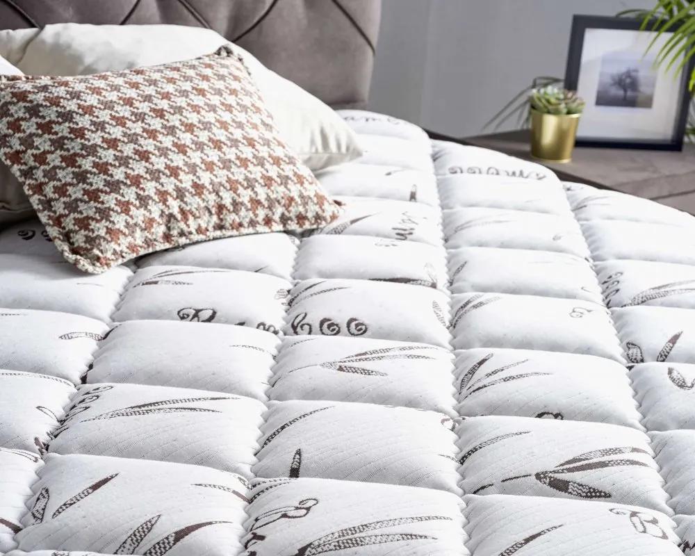 Čalouněná postel BAMBOO s matrací - hnědá 120 × 200 cm
