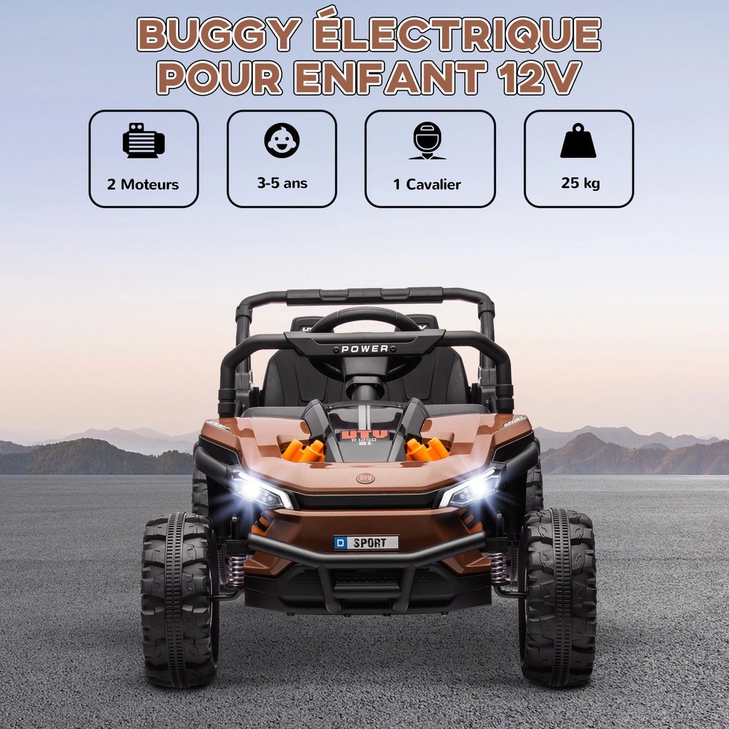 AIYAPLAY Elektrické Dětské Auto UTV, Elektrický Dětský Buggy, 2.4Ghz dálkový ovladač, 2 12V motory, 2 rychlosti, hudba, klakson, světla, pro děti 3-5…