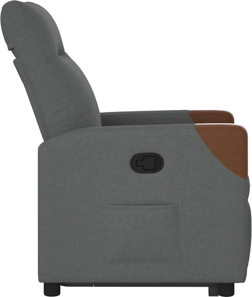 Zvedací polohovací křeslo tmavě šedé textil 3324007
