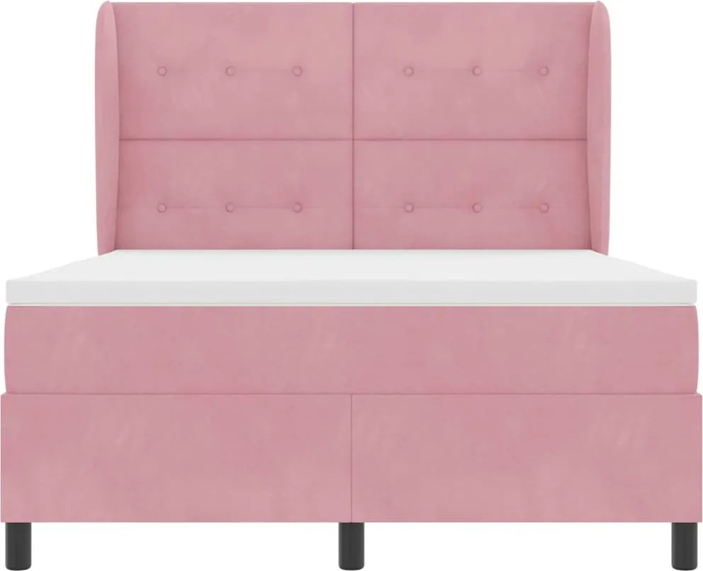 Postel s boxspringem s čelo Růžová 200 x 160 cm samet 3340939