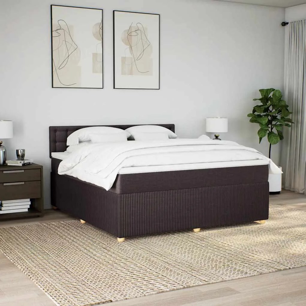 Box spring postel s matrací tmavě hnědá 180x200 cm textil 3287552