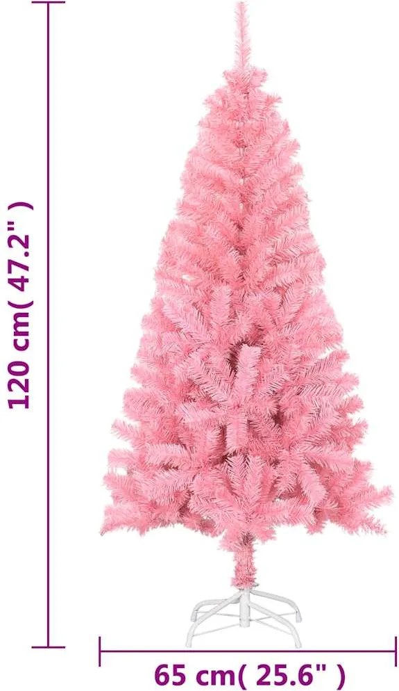 Umělý vánoční stromek se stojanem růžový 120 cm PVC 329177