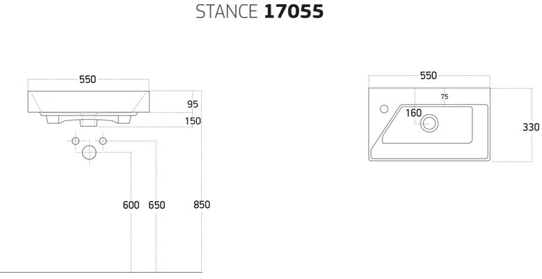 Lavedo Quadra Grey 55 koupelnová skříňka s umyvadlem, mat