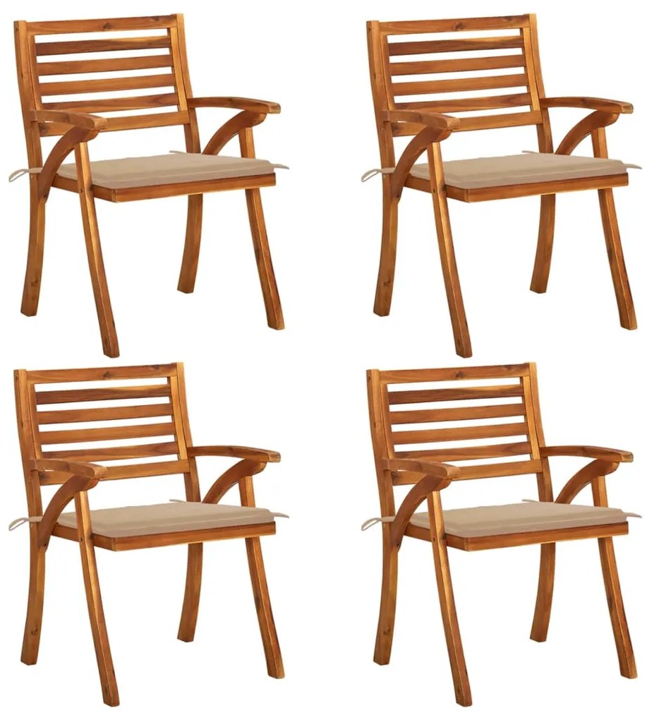 3075177 vidaXL Zahradní židle s poduškami 4 ks masivní akáciové dřevo