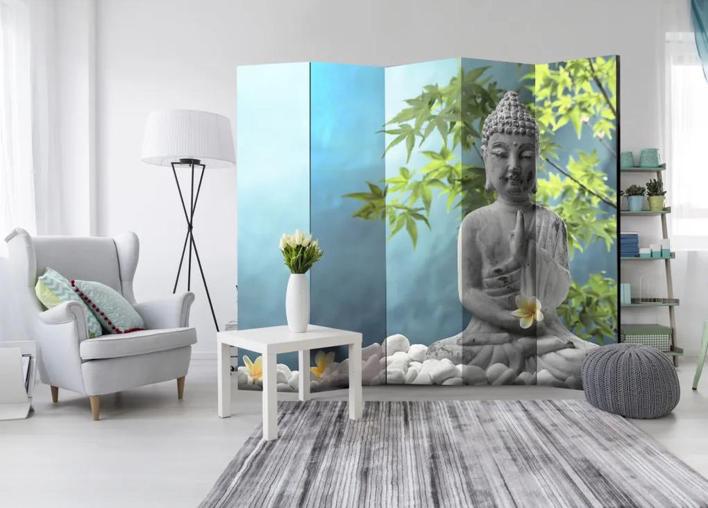 Pokojová zástěna Meditující Buddha II - textura kamenného Buddy v orientálním motivu