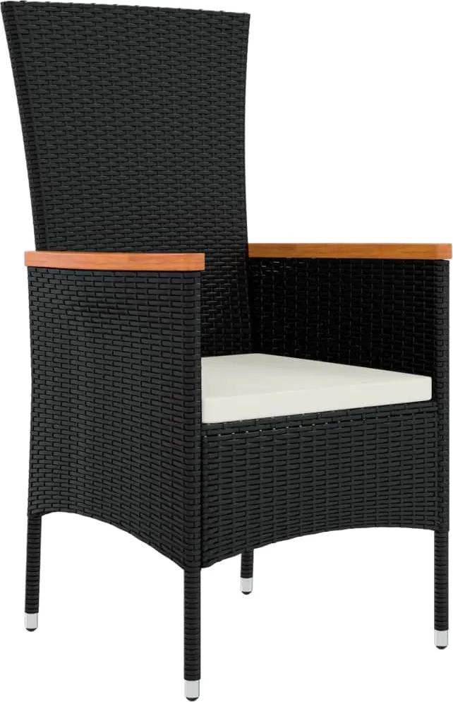 vidaXL Zahradní židle s poduškami 2 ks polyratan [319525] Barva: Černá