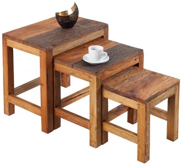 Odkládací stolek VENETIA sada 3ks z masivního dřeva
