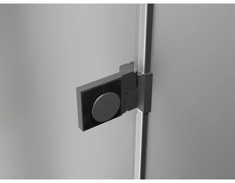 Mexen Lunar-B, výklopný sprchový kout levý 70 x 70 cm, 8mm čiré sklo, grafitový profil, 832-070-070-95-00-L