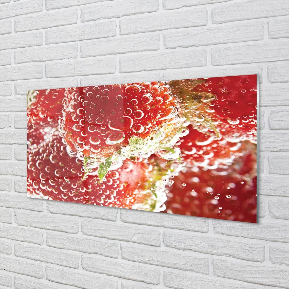 akrylový obraz mokré jahody 100x50 cm