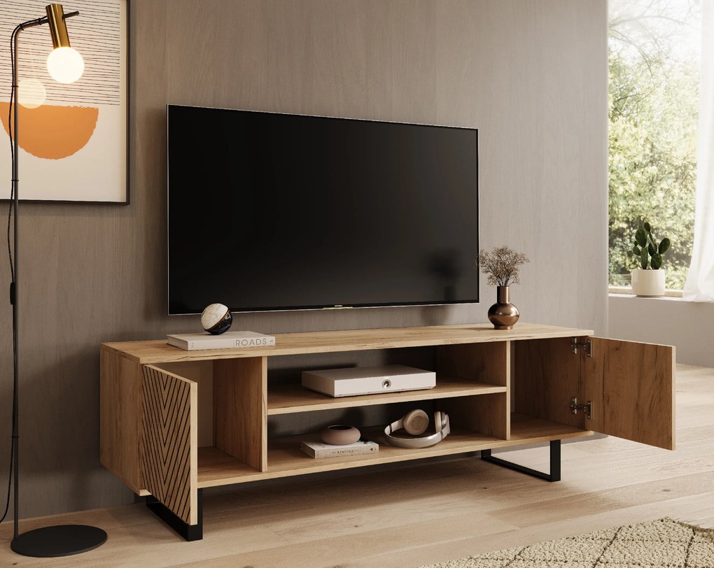 ADRK Furniture Skříňka RTV Lorello Chevron 155 cm RTV-LOR-OC-J-155