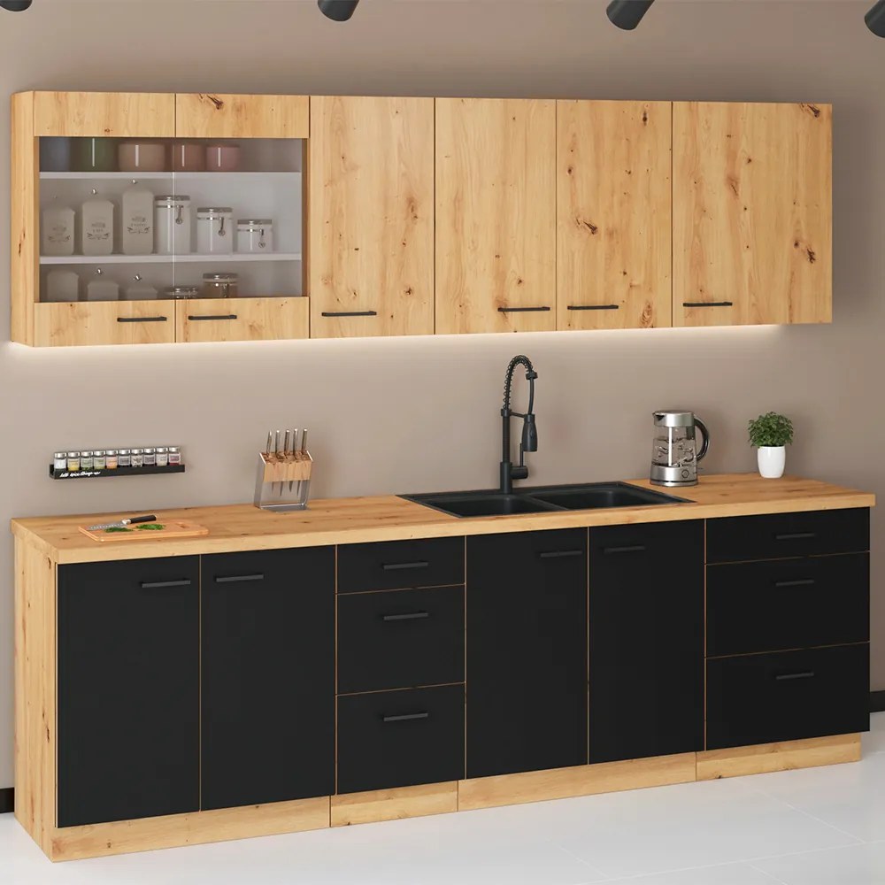 MODENA | dolní skříňka 80 ZL 2F dřezová | 80 cm | artisan/černá mat