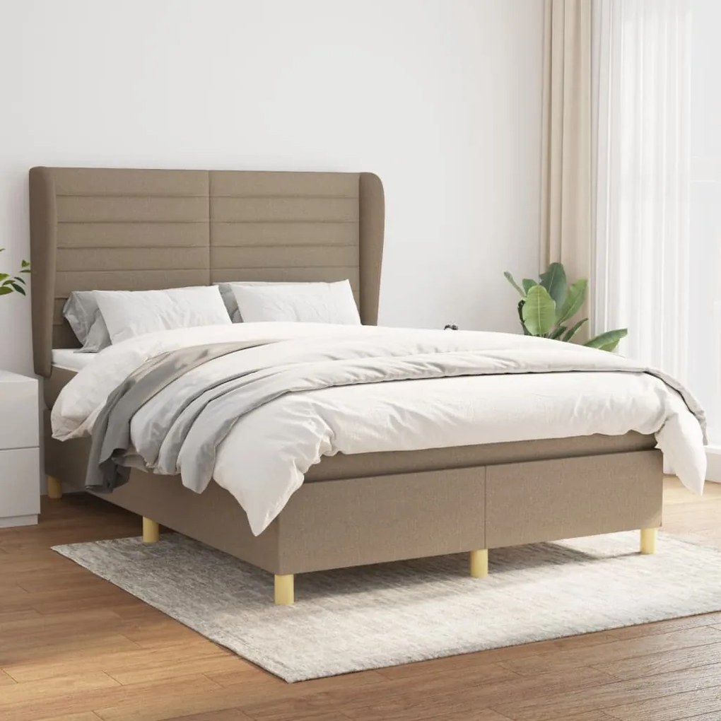 Box spring postel s matrací taupe 140x200 cm textil 3128609