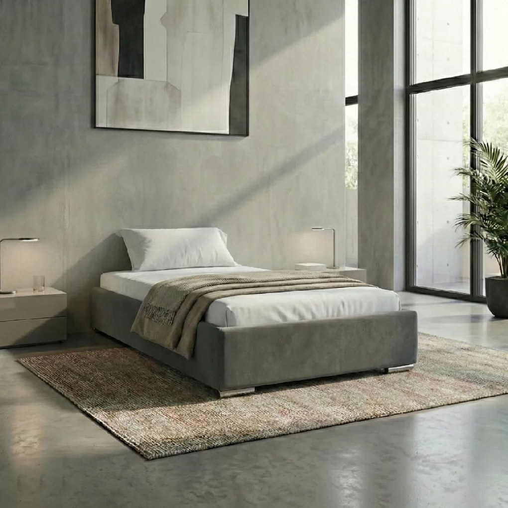 Eka Čalouněná postel LANA 90 x 200 cm Barva látky Trinity: Béžová (Trinity 2304), Úložný prostor: S kovovým rámem úložného prostoru