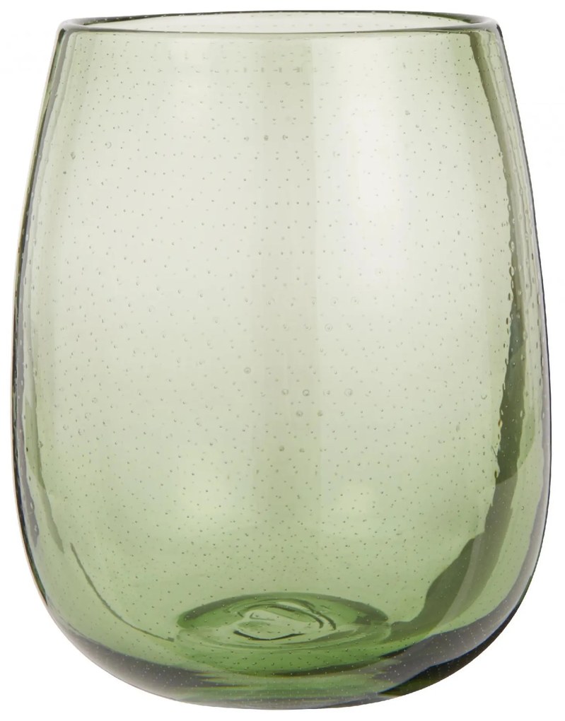 IB LAURSEN Skleněná váza Bubbles Olive 17,5 cm, zelená barva, sklo