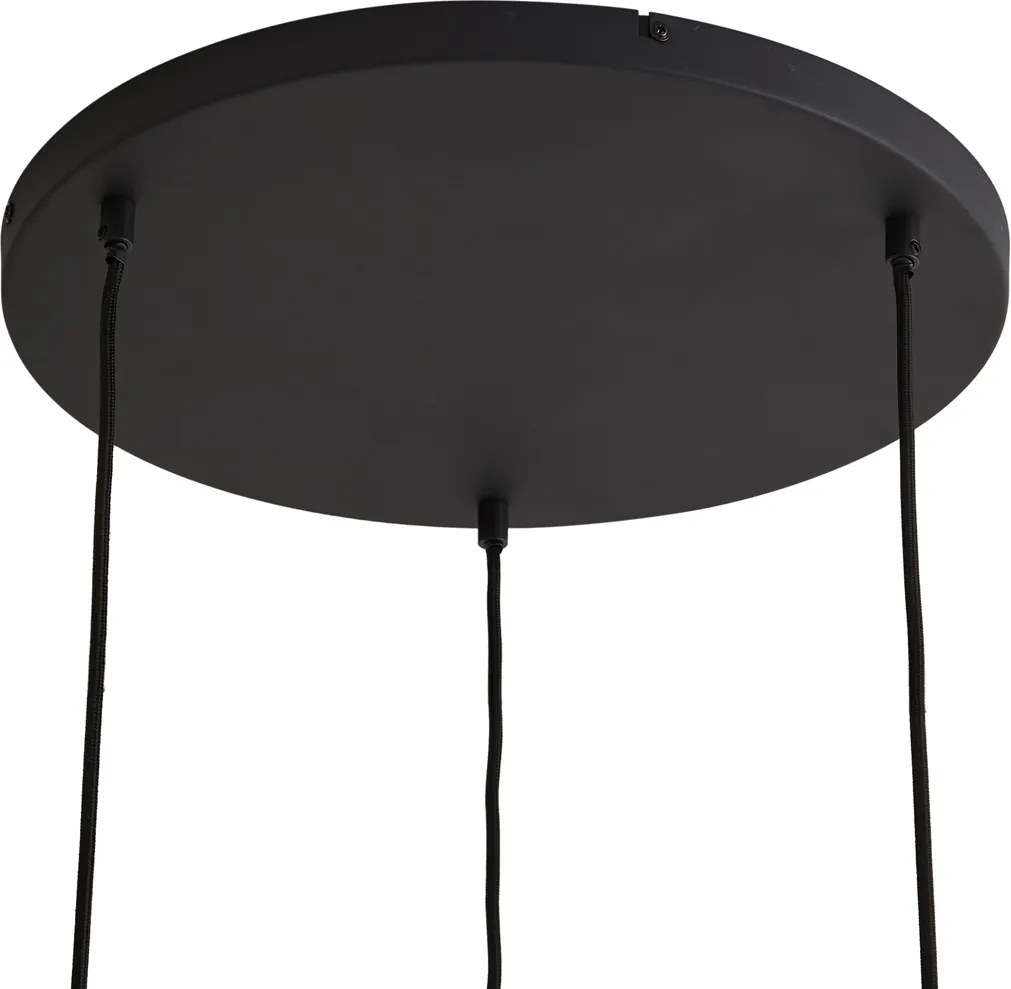 Japandi závěsná lampa černá s bílými lněnými stínidly, 3 světla - Rieu