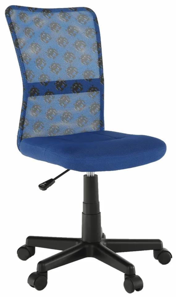 Dětská otočná židle GOFY síťovina modrá vzor, plast černý