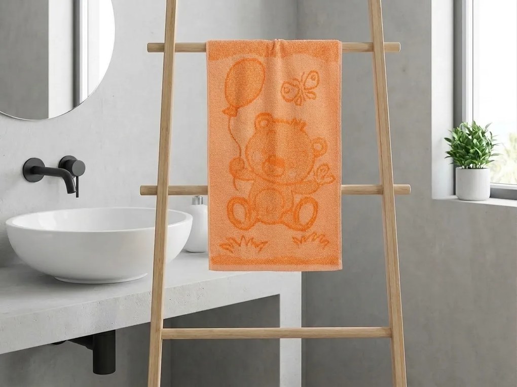 Dětský ručník BEBÉ medvídek oranžový 30x50 cm