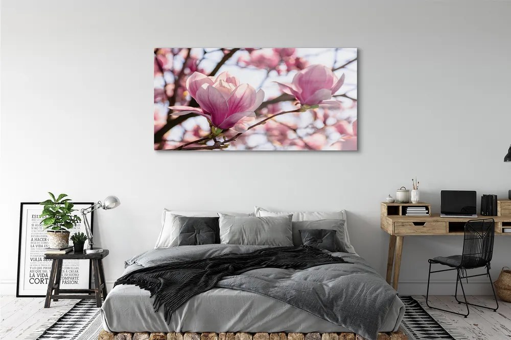 akrylový obraz magnolie strom 140x70 cm