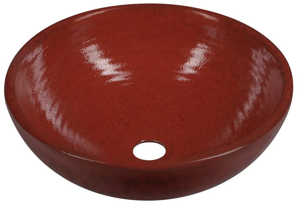 SAPHO ATTILA keramické umyvadlo, průměr 42,5 cm, purpurově červená DK003