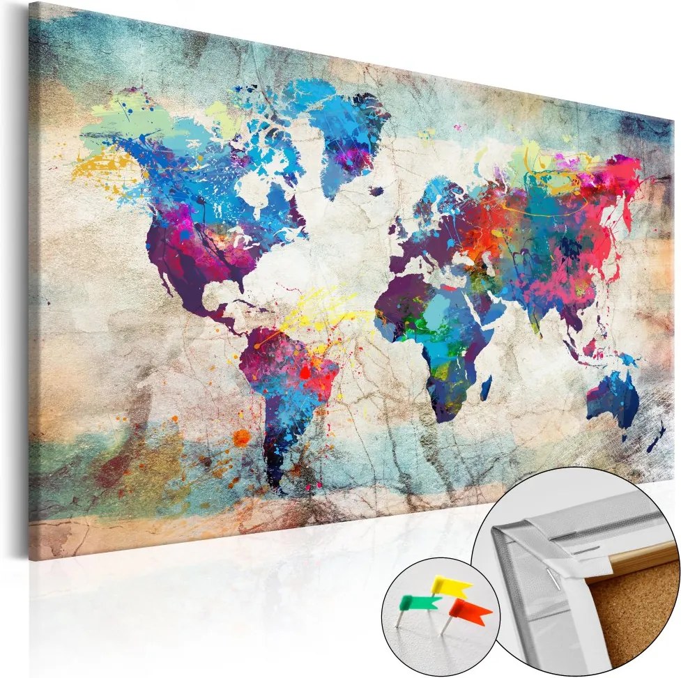 Bimago Obraz na korku - World Map: Colourful Madness 120x80 cm
