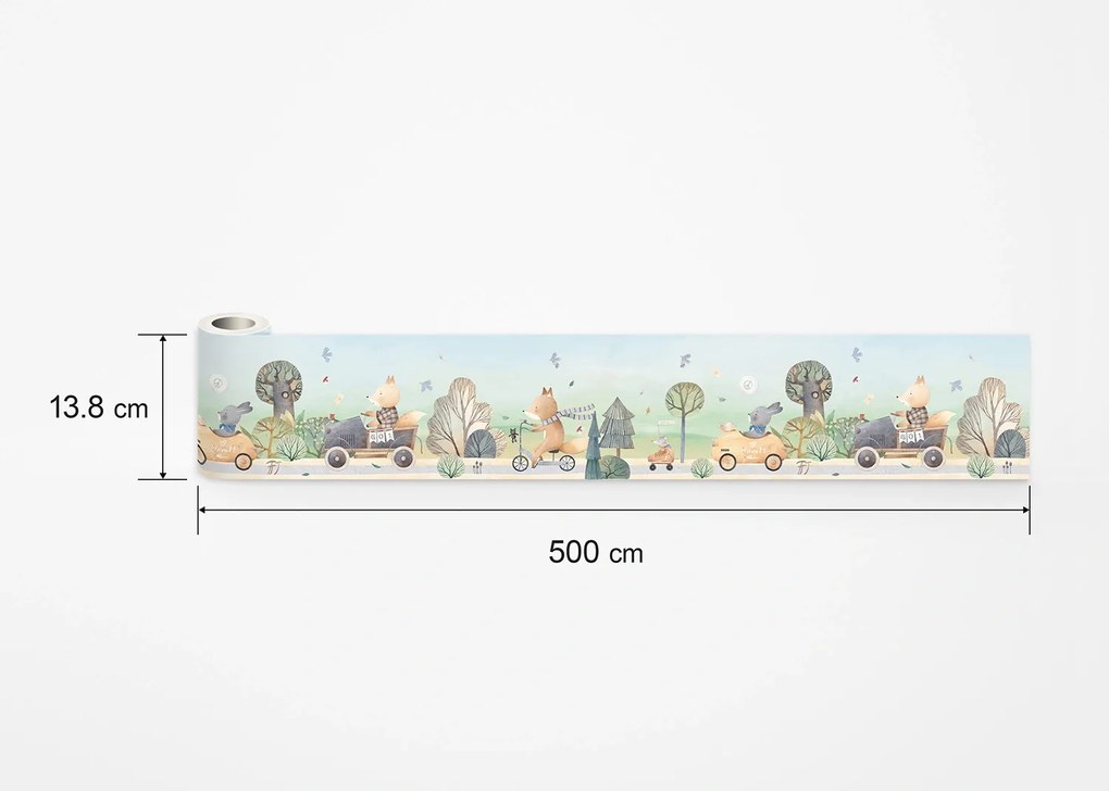 Dětská samolepící bordura na zeď Lesní Jízda | 5 m x 13.8 cm | DWBD8493