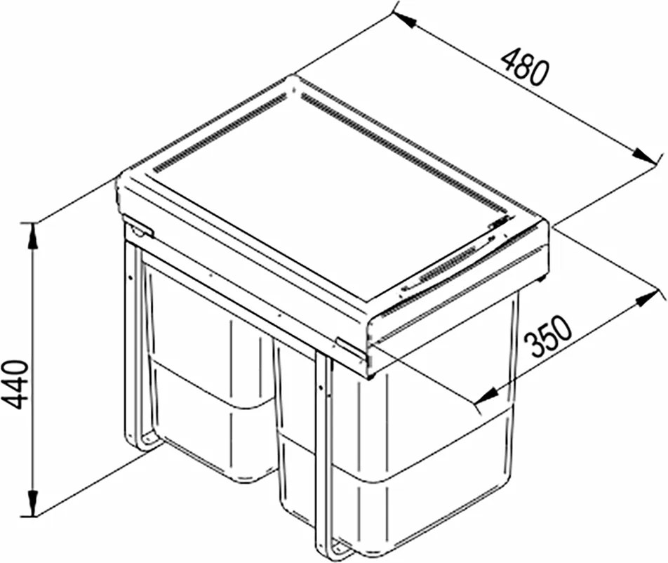 Sada odpadkových košů 2x20L | výsuvné