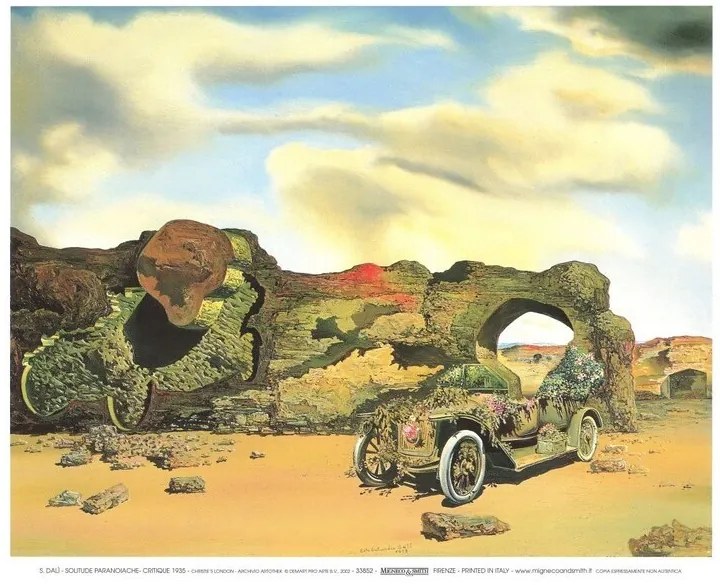 Umělecký tisk Paranoidně kritická osamělost, 1935, Salvador Dalí, (30 x 24 cm)