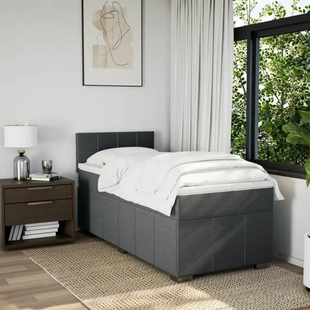Box spring postel s matrací tmavě šedá 80 x 200 cm textil 3289196
