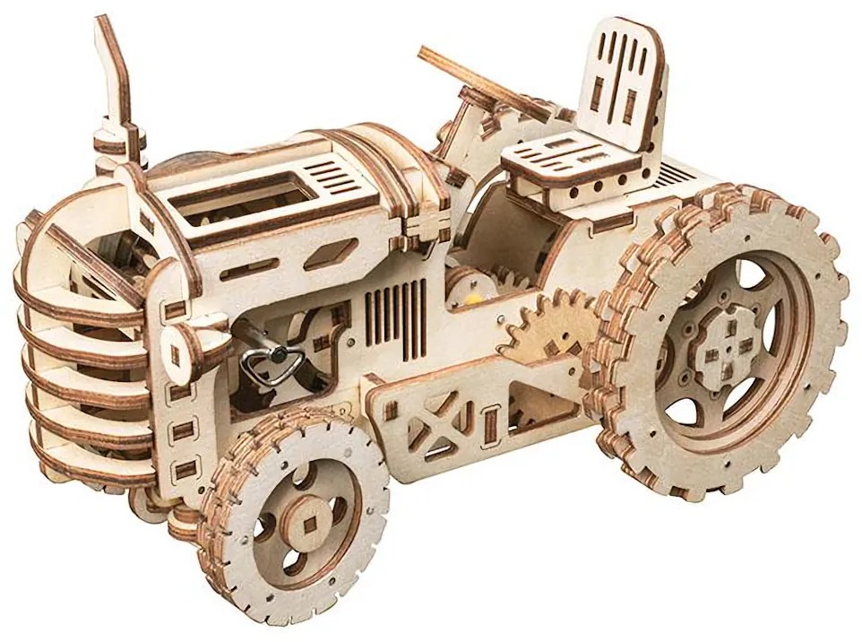 RoboTime 3D dřevěná mechanická skládačka Traktor