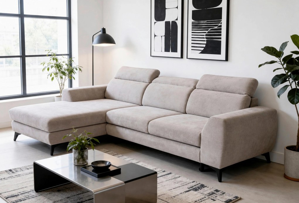 XXXLutz ROHOVÁ SEDAČKA, textil, béžová MID.YOU - Sedací soupravy - 000694011001