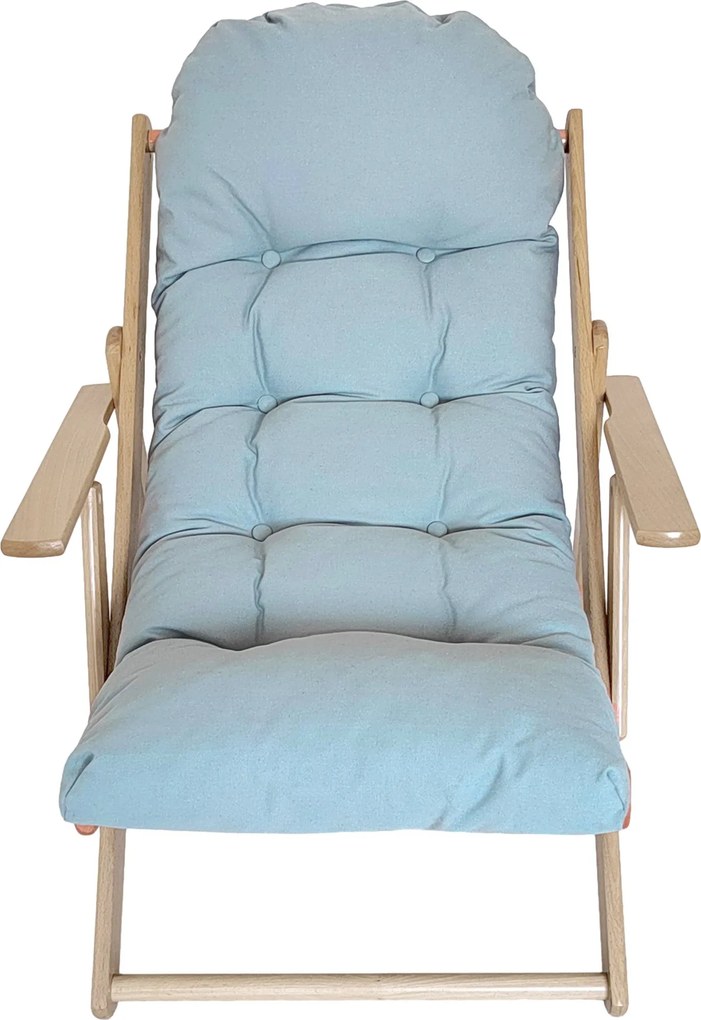 HOMCOM Skládací a polohovací dřevěná relaxační židle s tlustým polstrovaným polštářem - 71 x 89 x 96 cm, šedá | Aosom