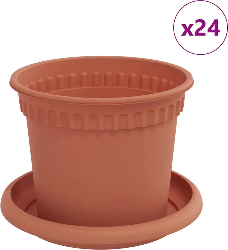 Květináče 24 ks Cihlově červená Plast 3403262