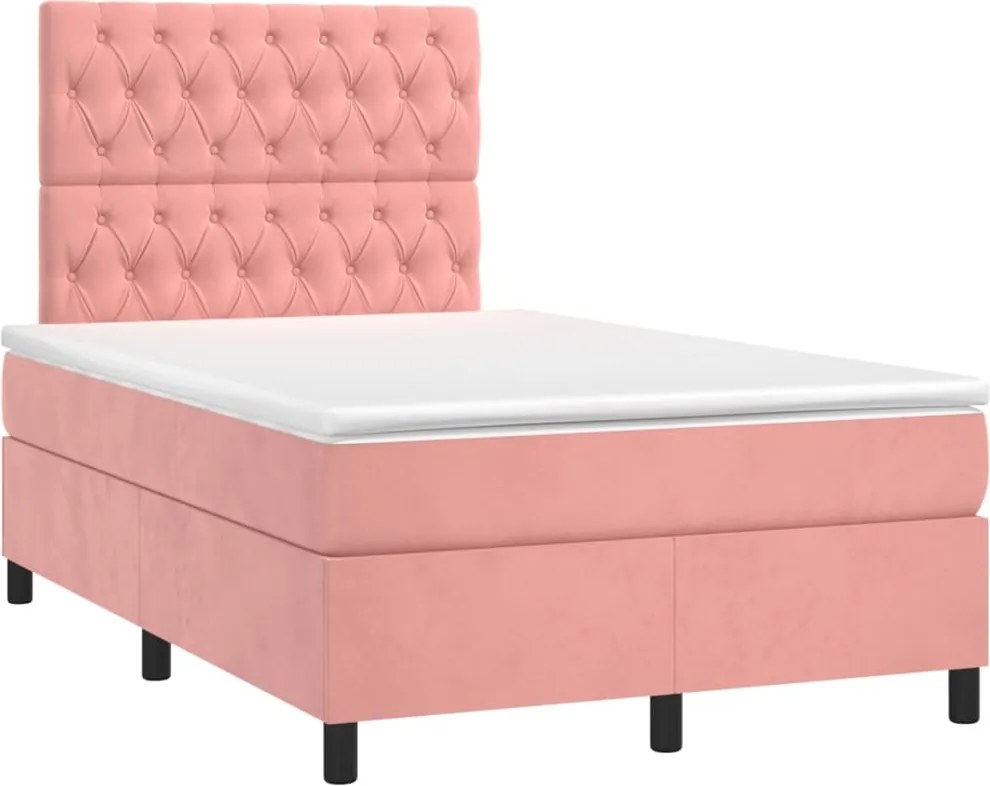 Box spring postel s matrací růžová 120 x 200 cm samet 3143198