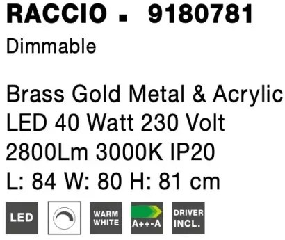 LED lustr Raccio 84 zlaté