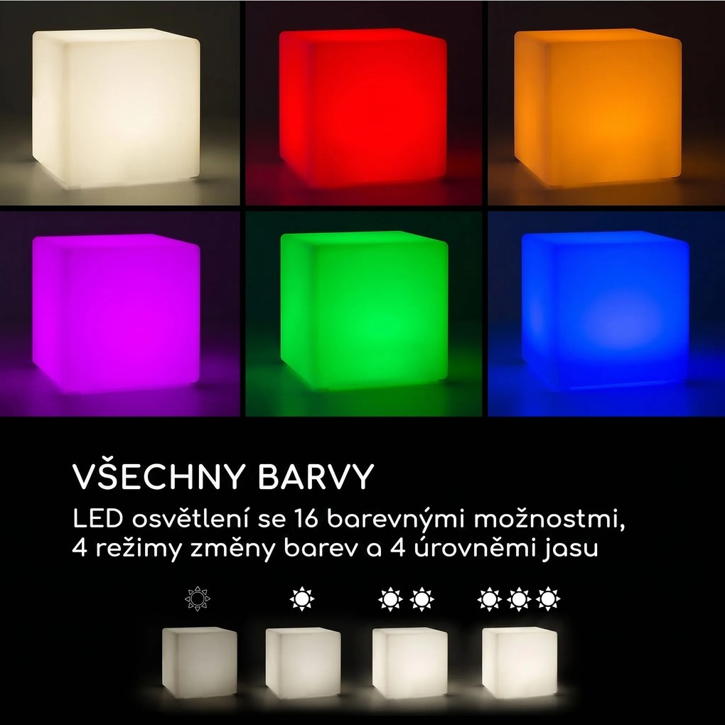 Blumfeldt Shinecube XL svíticí kostka 40x40x40 cm 16 barev LED 4 světelné režimy bílá