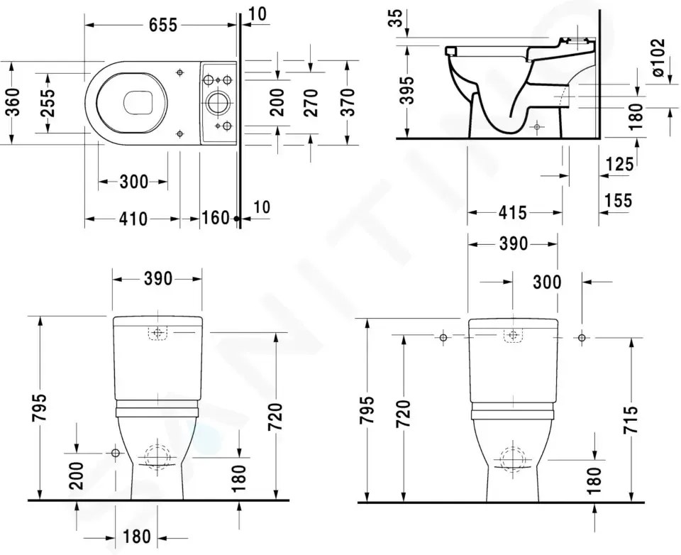 DURAVIT - Starck 3 WC kombi mísa, zadní odpad, s HygieneGlaze, alpská bílá (0126092000)