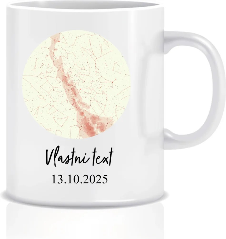 Personalizovaný klasický bílý keramický hrníček 300 ml s hvězdnou mapou