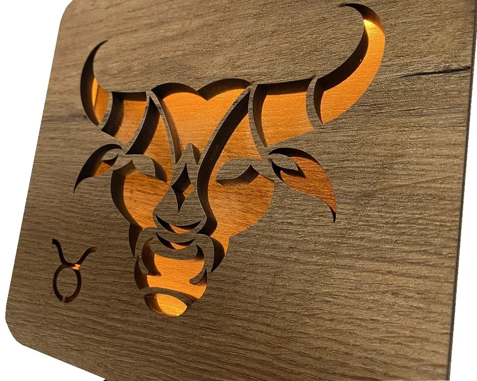 Li-Go Znamení "Býk" lampa 19x19cm provedení povrchu: dub světlý