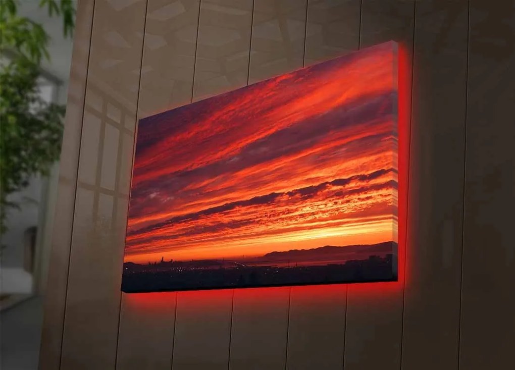 Obraz s LED osvětlením ZÁPAD U MOŘE 21 45 x 70 cm