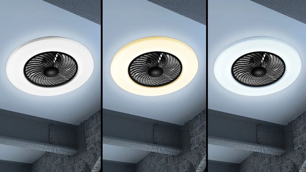 Toolight Toolight, LED stropní svítidlo s ventilátorem APP1552-C, černá-bílá, OSW-05181