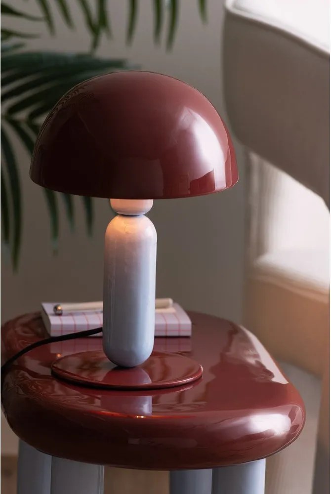 Vínová/světle modrá kovová stolní lampa (výška 30 cm) Firenze round – Leitmotiv