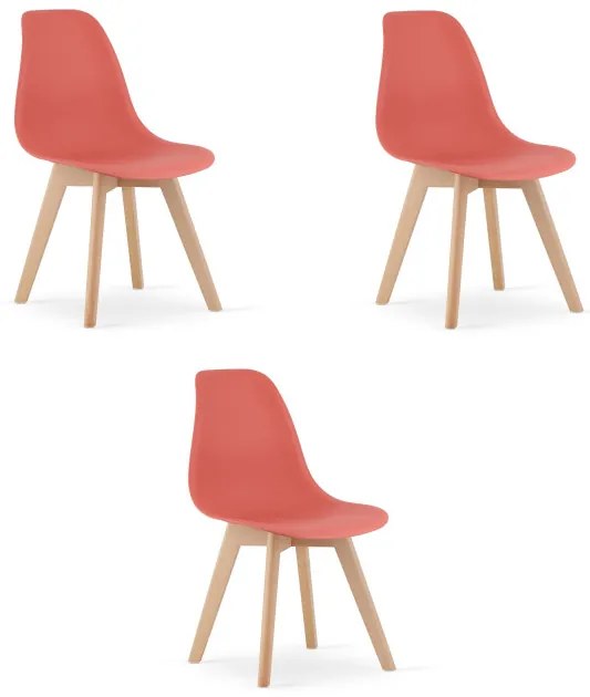 Set tří jídelních židlí KITO cihlové / hnědé nohy (3 ks)