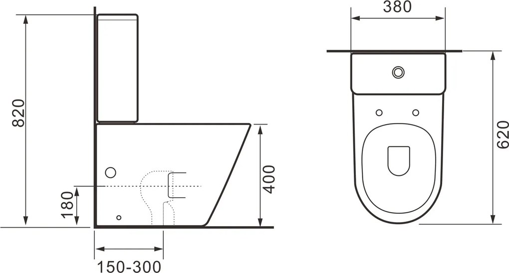 Erga Tina, WC kombi mísa 620x365x820 mm, Tornado 2.0 + toaletní sedátko, bílá lesklá, ERG-V03-TINA-TO2-WH