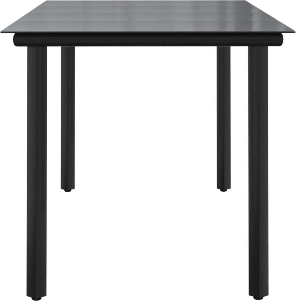 vidaXL Zahradní jídelní stůl černý 160x80x74 cm ocel a tvrzené sklo [319283]