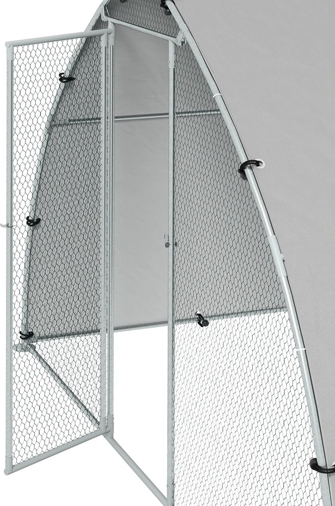 PawHut Velká Kurníková Klientela Pro Kuřata 5.75m² S UV-Ochrannou Střechou, Mřížková Oplocení 3.04D x 1.9Š x 2.2V m, Galvanizovaná Ocel, Zámek Dveře,…