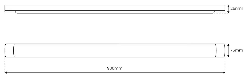 LED svítidlo Batten, 1x LED 27w, 4000k, b, (90 cm)