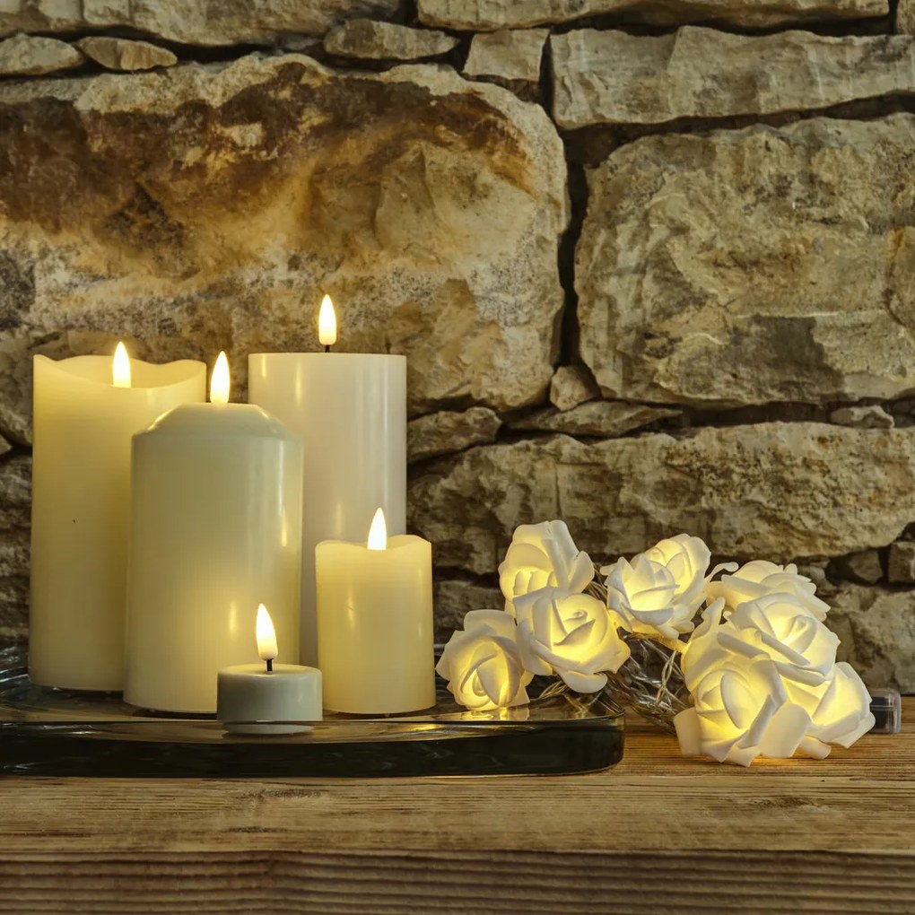 LED svíčka z pravého vosku na baterie, ø 7,5 × 15 cm, mandlová, 2× AA