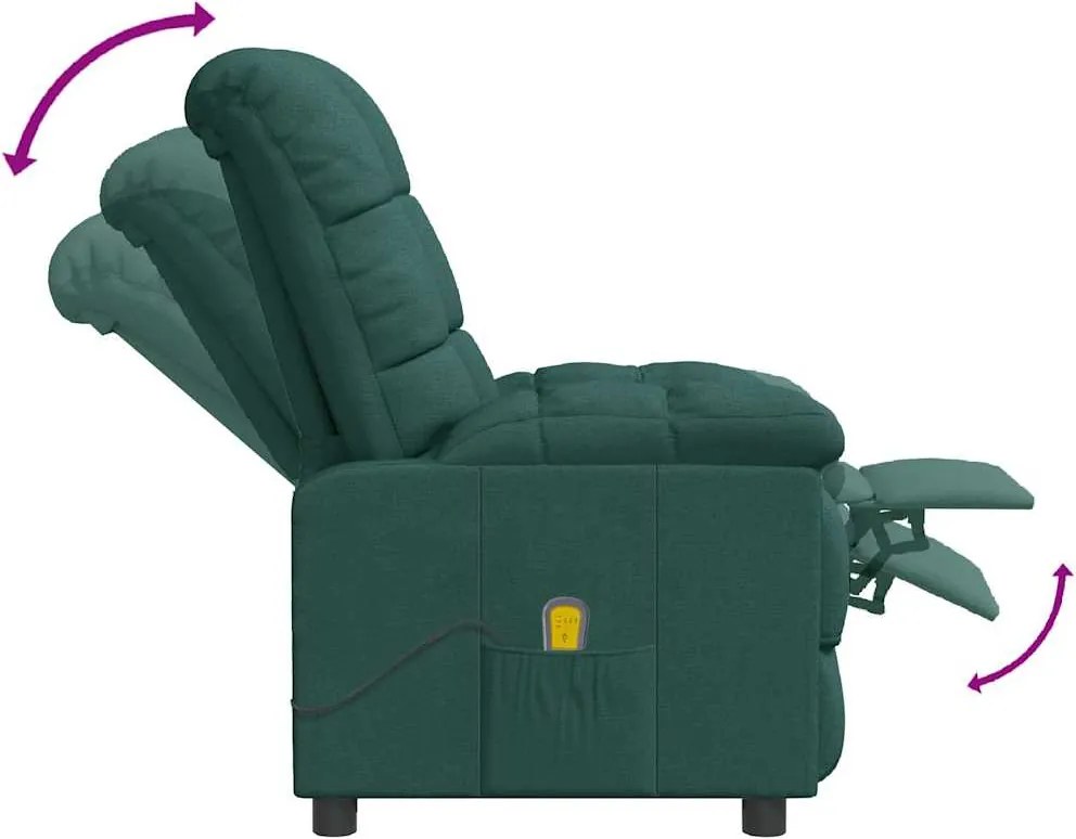 Masážní křeslo tmavě zelené textil 289812