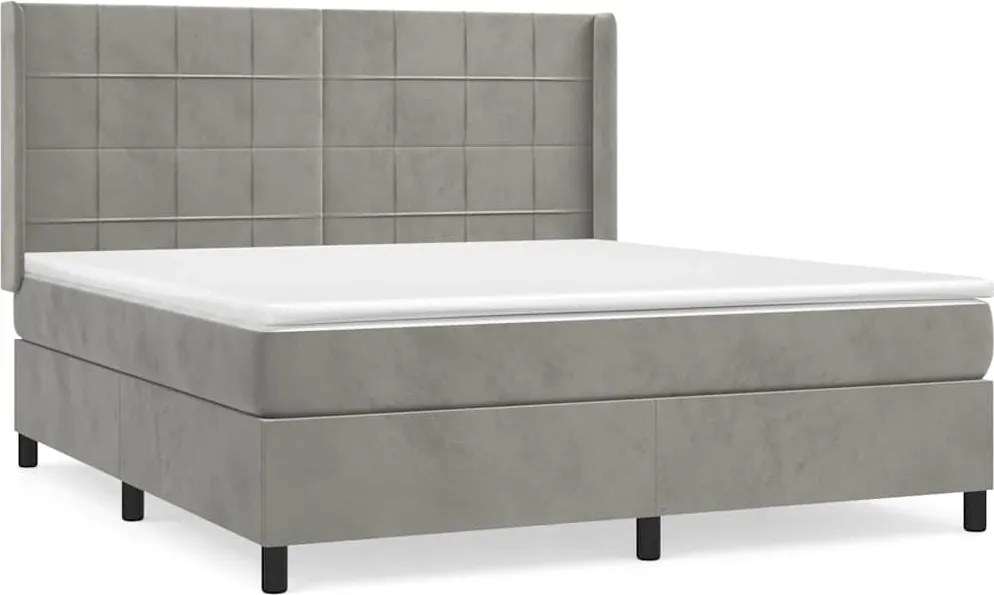 Box spring postel s matrací světle šedá 160x200 cm samet 3132687