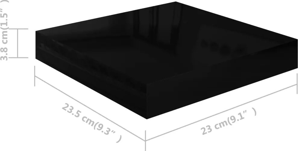 vidaXL Plovoucí nástěnné police 2 ks 23 x 23,5 x 3,8 cm MDF [323761] Barva: černá s vysokým leskem